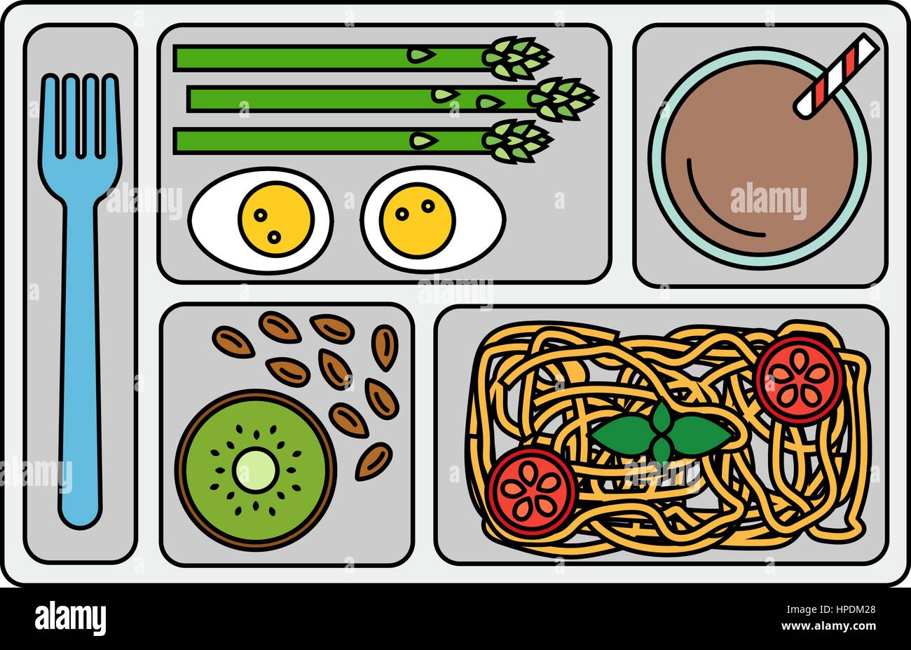 Lunch on a tray in line style Stock Vector Image & Art - Alamy