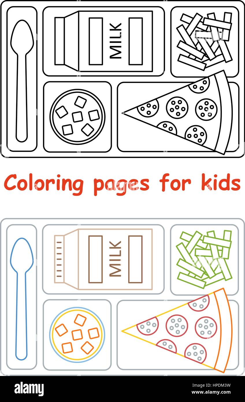 School Lunch Coloring Page