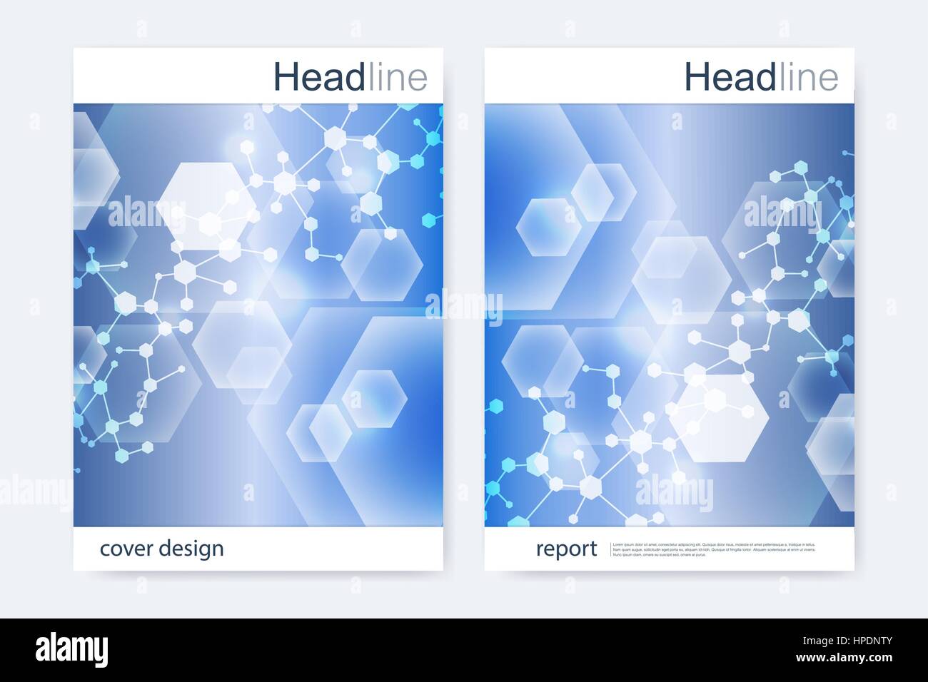 Scientific brochure design template. Vector flyer layout, Molecular ...