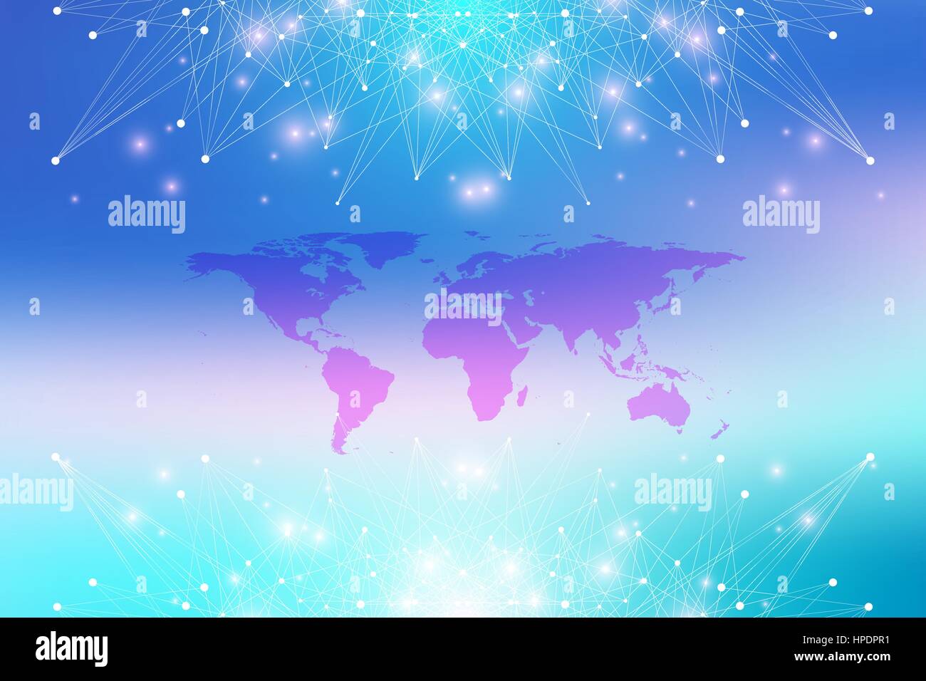 Political World Map with global technology networking concept. Digital ...