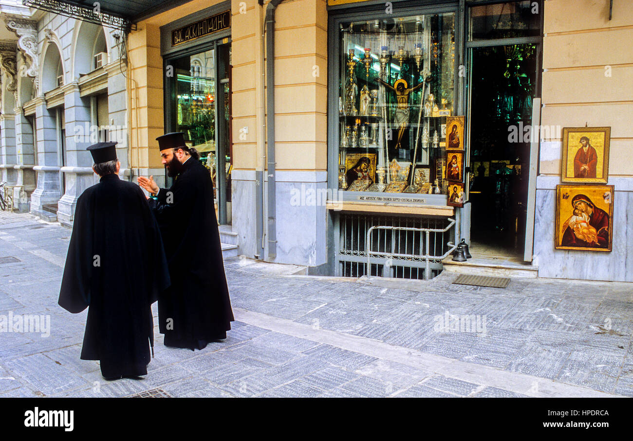 Orthodox priests in A.G Filotheis street, Athens, Greece, Europe Stock ...