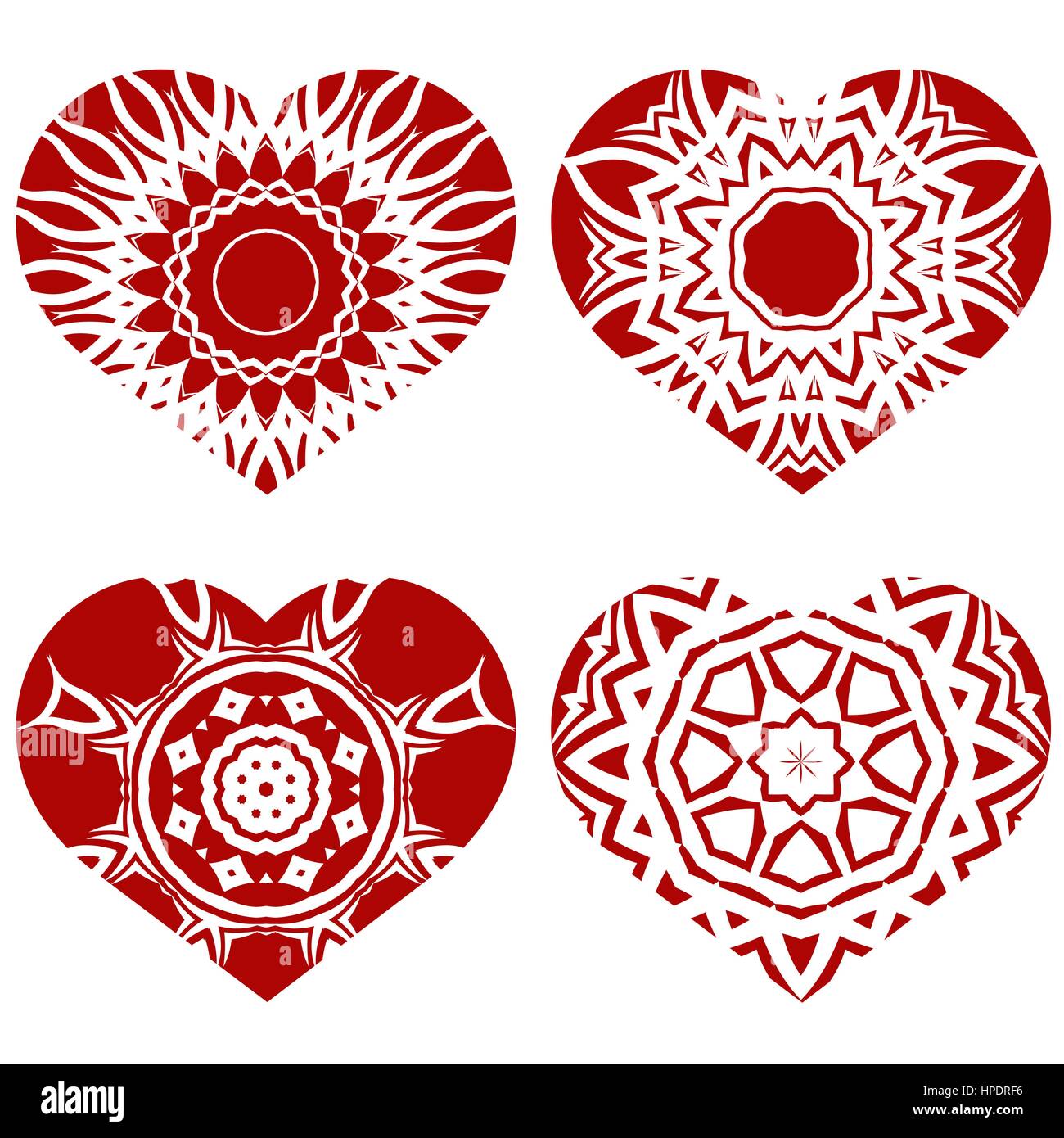 Romantic Red Heart Set Isolated on White Background. Image Suitable for ...