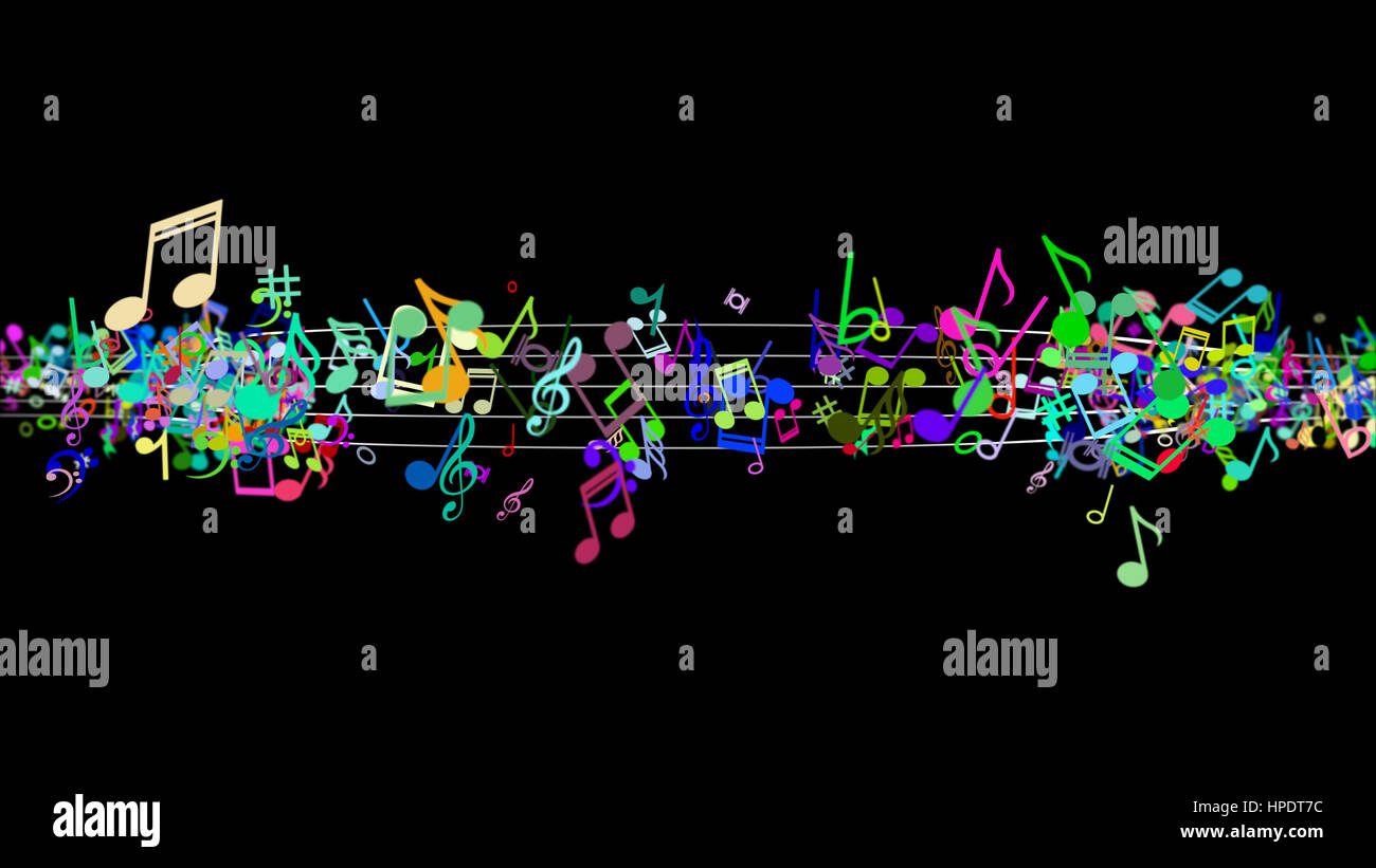 Abstract Background with Colorful Music notes Stock Photo - Alamy