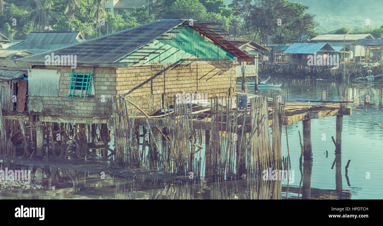 blur philippines house in the slum for poor people concept of poverty ...