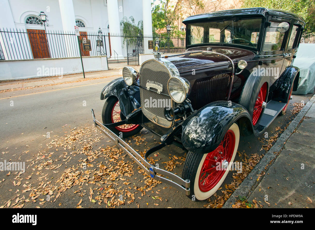A pristine vintage 1930s Ford Model A (logos/branding removed) parked ...