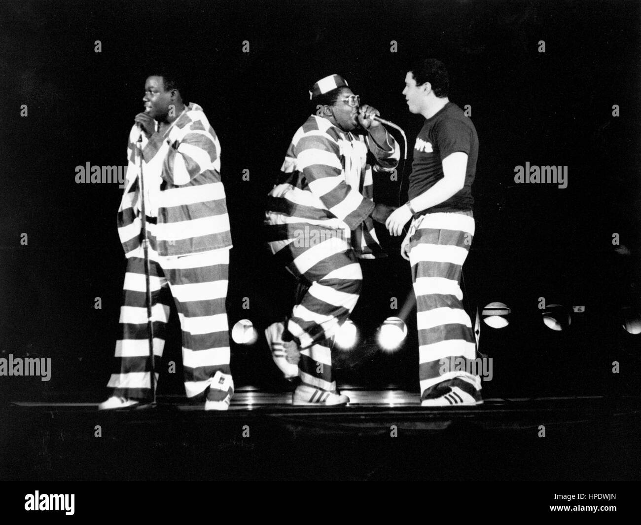 American hip-hop trio The Fat Boys performing in the 1980's Stock Photo ...