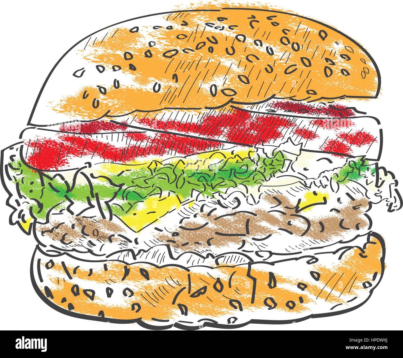 Burger sketch hi-res stock photography and images - Alamy