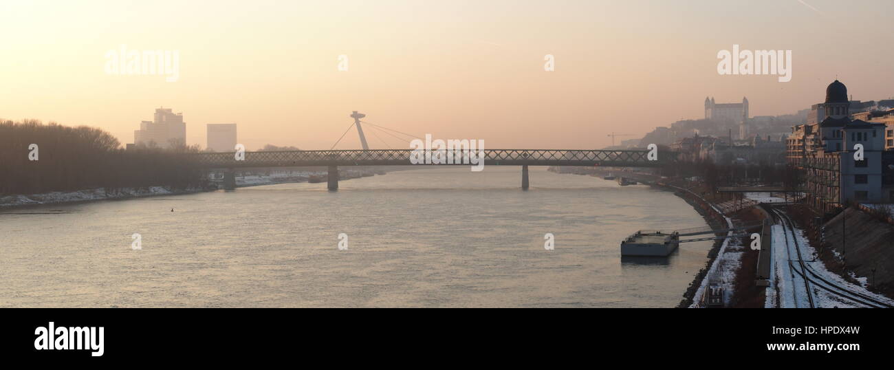 Riverside panorama in Bratislava Stock Photo - Alamy