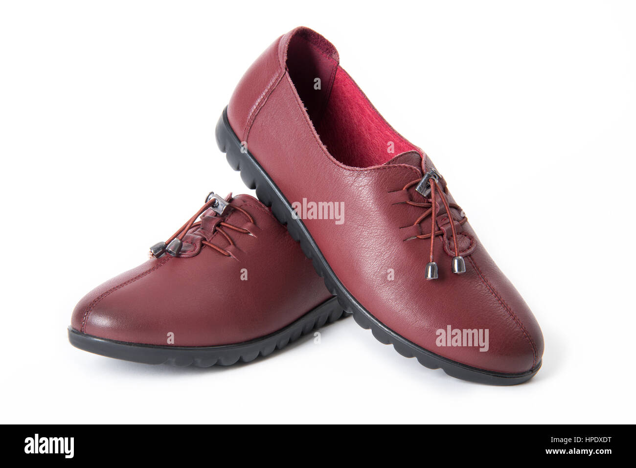 Beautiful vintage Pair of fashion woman leather shoes with front view ...