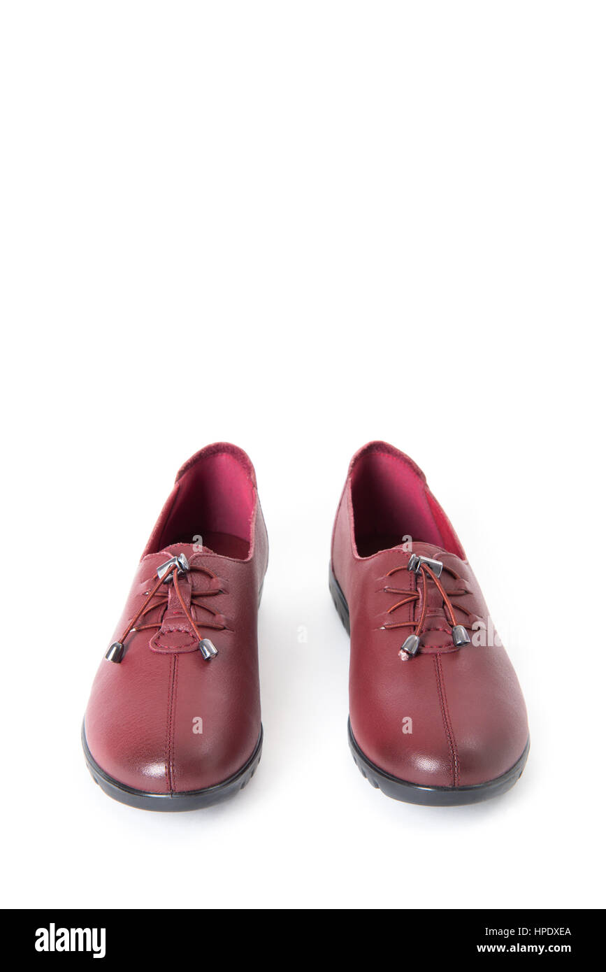 Beautiful vintage Pair of fashion woman leather shoes with front view ...