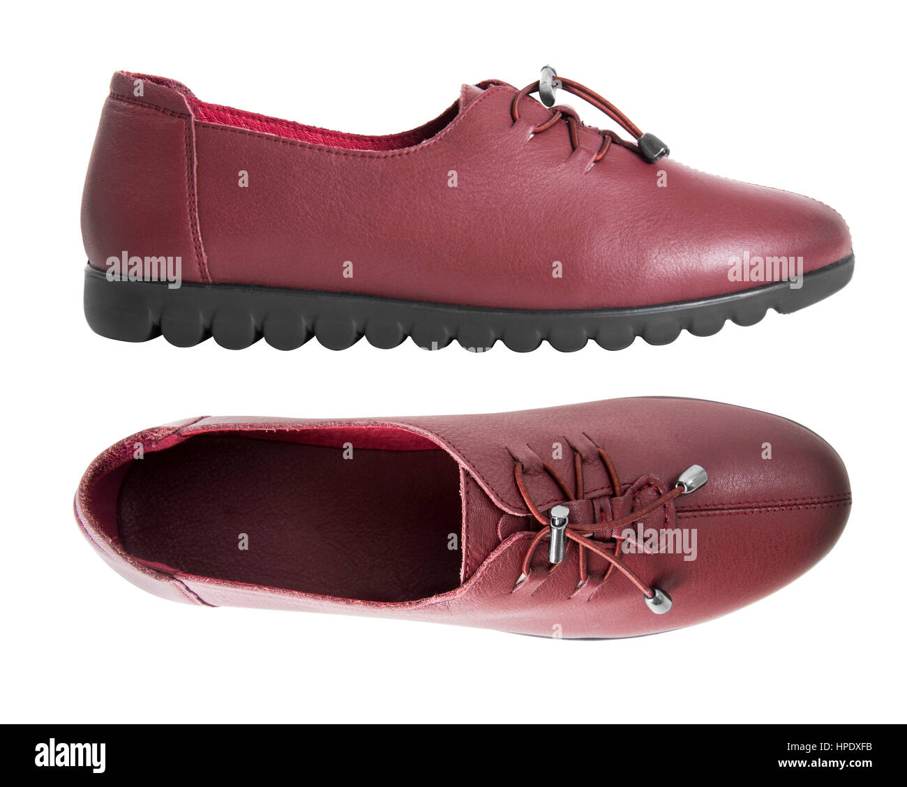 Beautiful vintage Pair of fashion woman leather shoes with side view ...