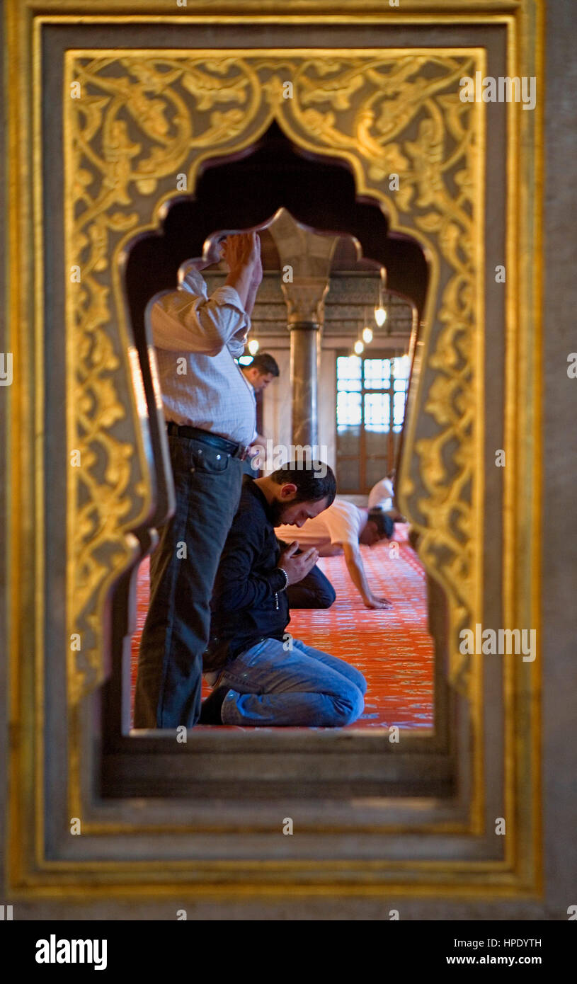 Praying at Mosque Sultan Ahmet, Blue Mosque. Istanbul. Turkey Stock ...