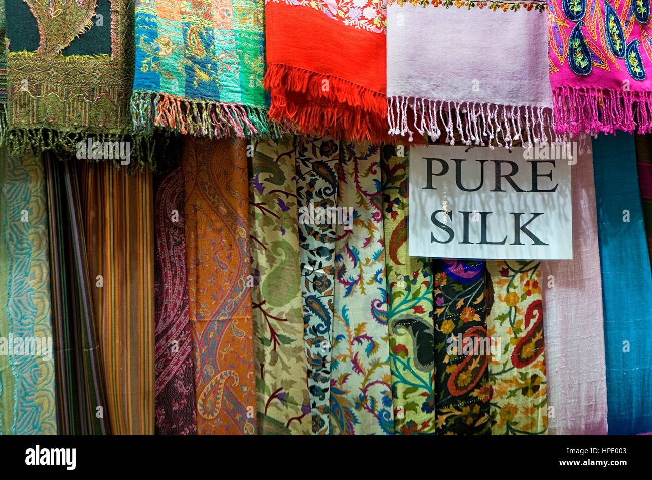 Shop of Silk at Grand Bazaar, Takkeciler street, Istanbul, Turkey Stock ...