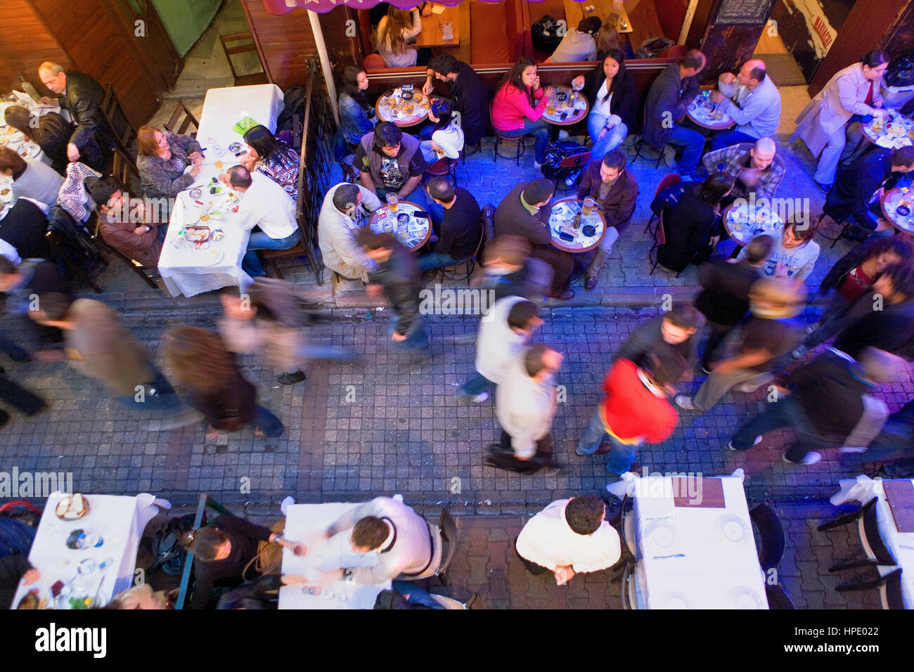 Bars and restaurants in Nevizade street, near Istiklal pedestrian ...