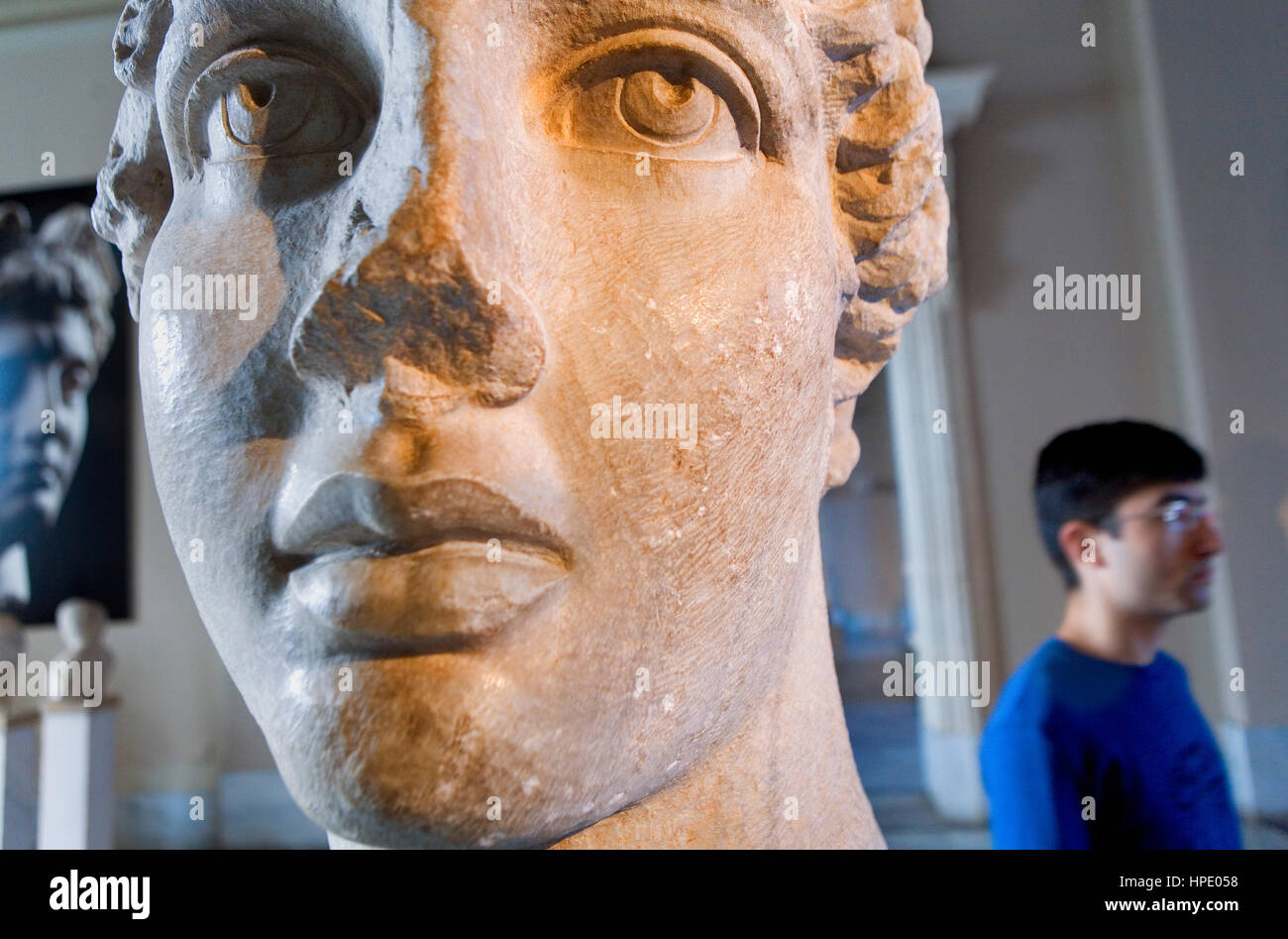 Archaeological museum. Head of the poetess sappho (roman). Sculpture ...