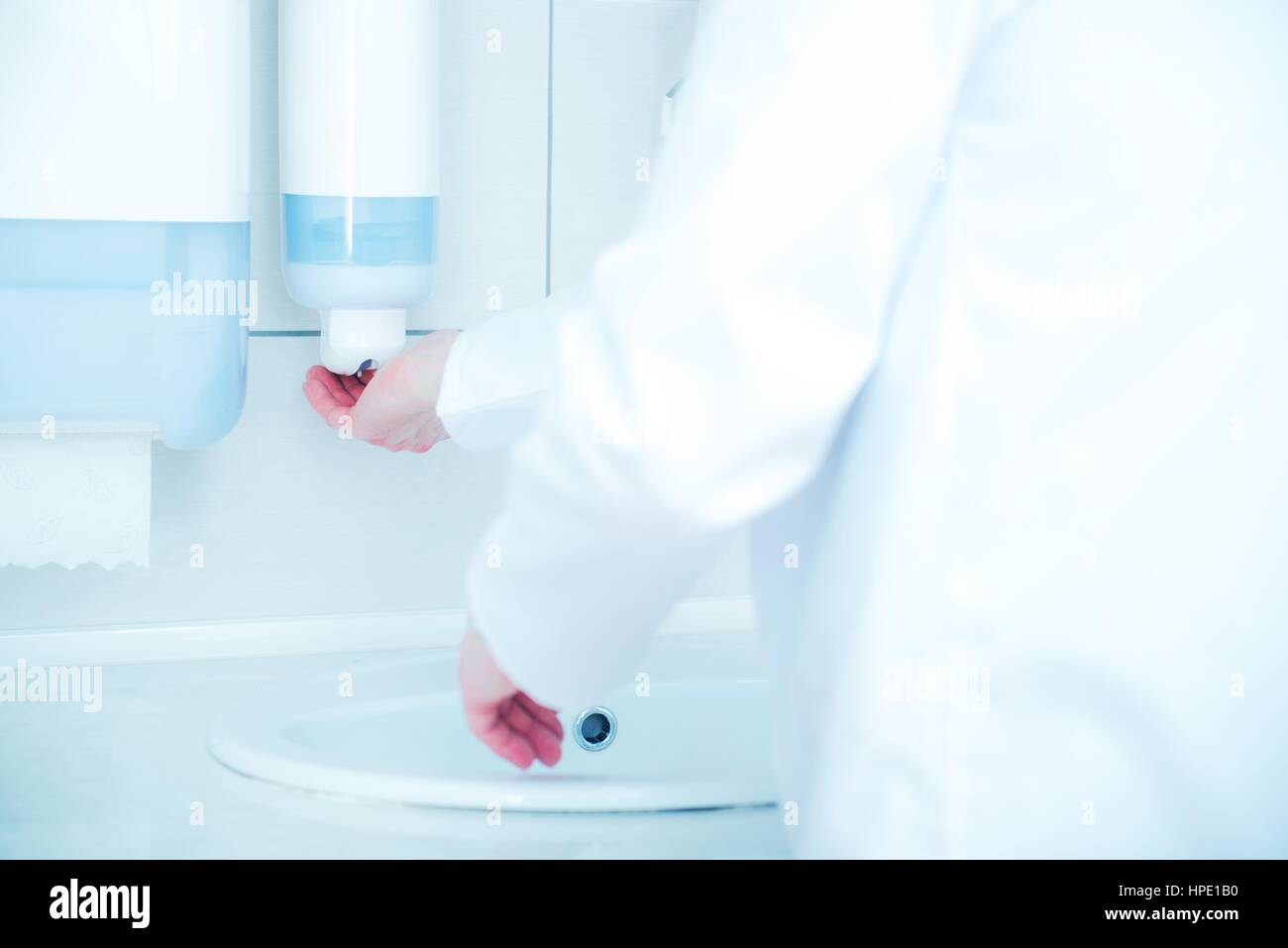 Doctor Hands Disinfection by Special Medical Use Soap. Hand Cleaning in ...