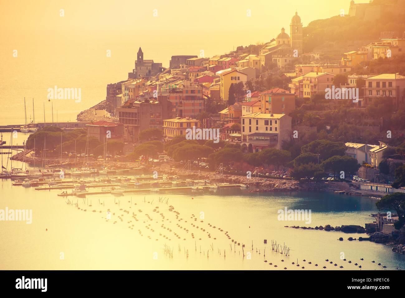 Famous Italian Riviera Portovenere at Sunset. Porto Venere La Spezia ...