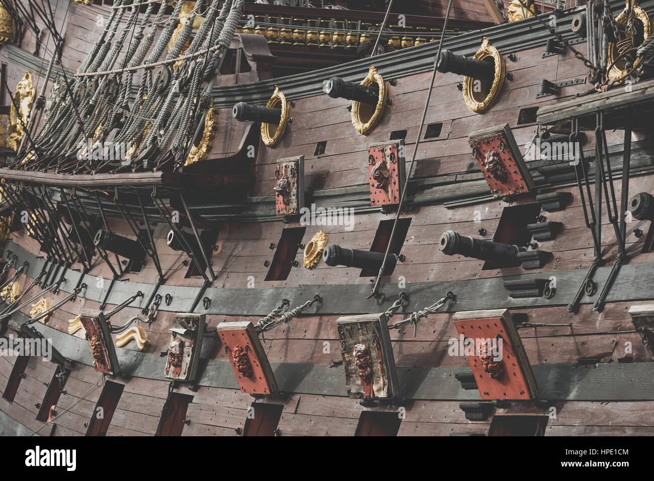 17th Century Spanish Galleon Cannons Closeup Photo. Vintage Vessel ...