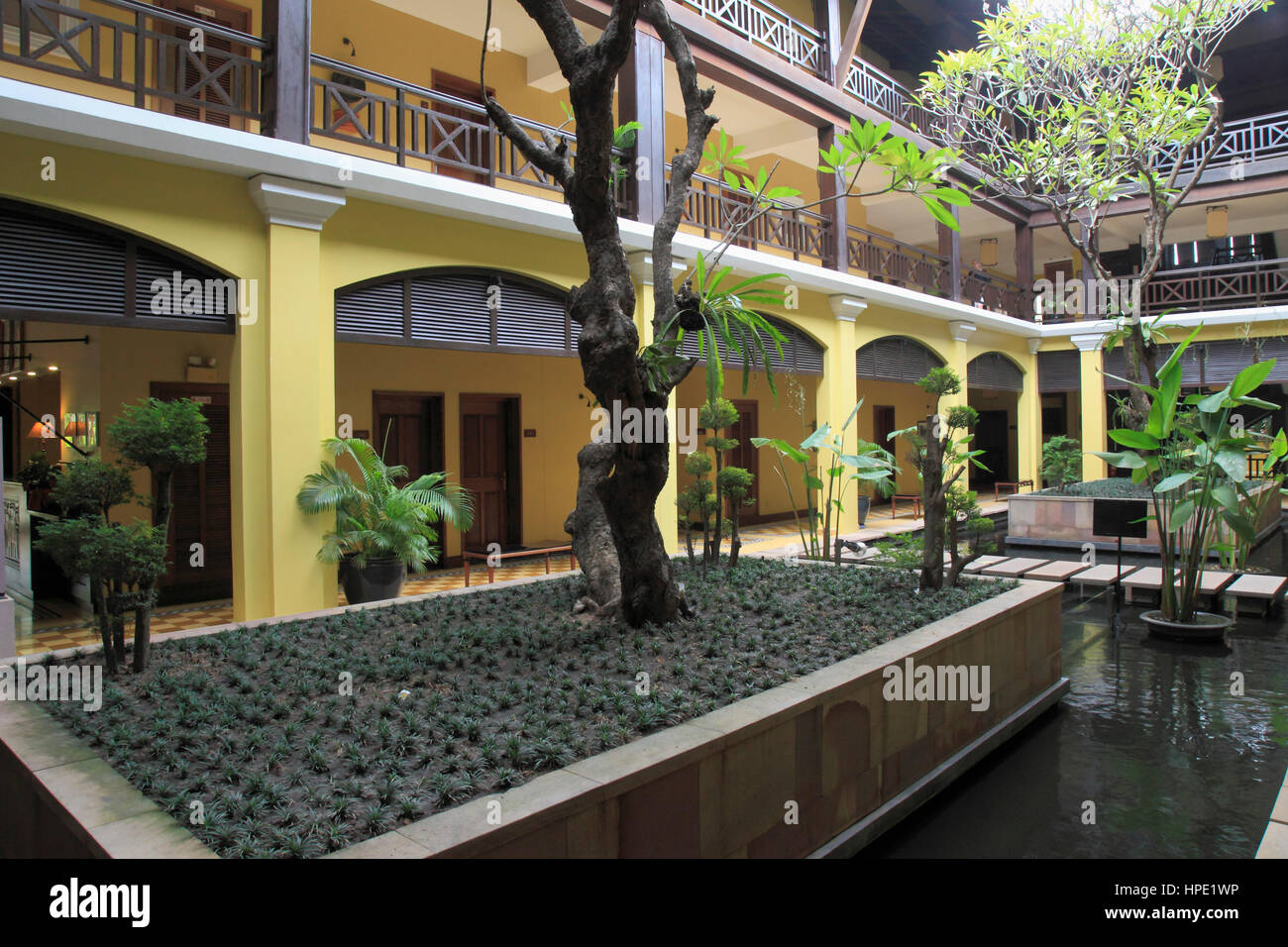 Cambodia, Siem Reap, Victoria Angkor Resort & Spa, interior, lobby ...