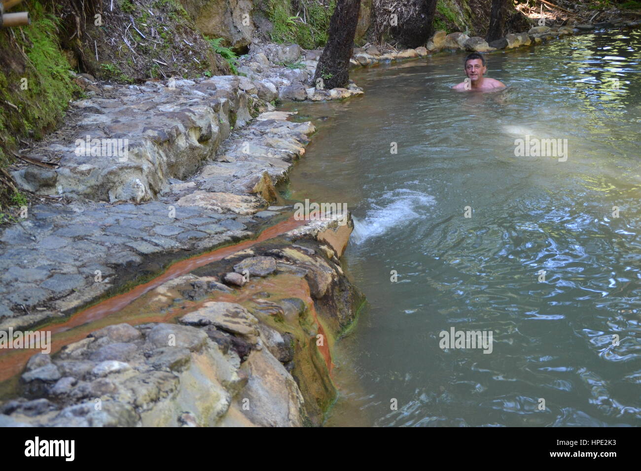 Thermal water and hot springs in Caldeira Velha is located in forest in ...