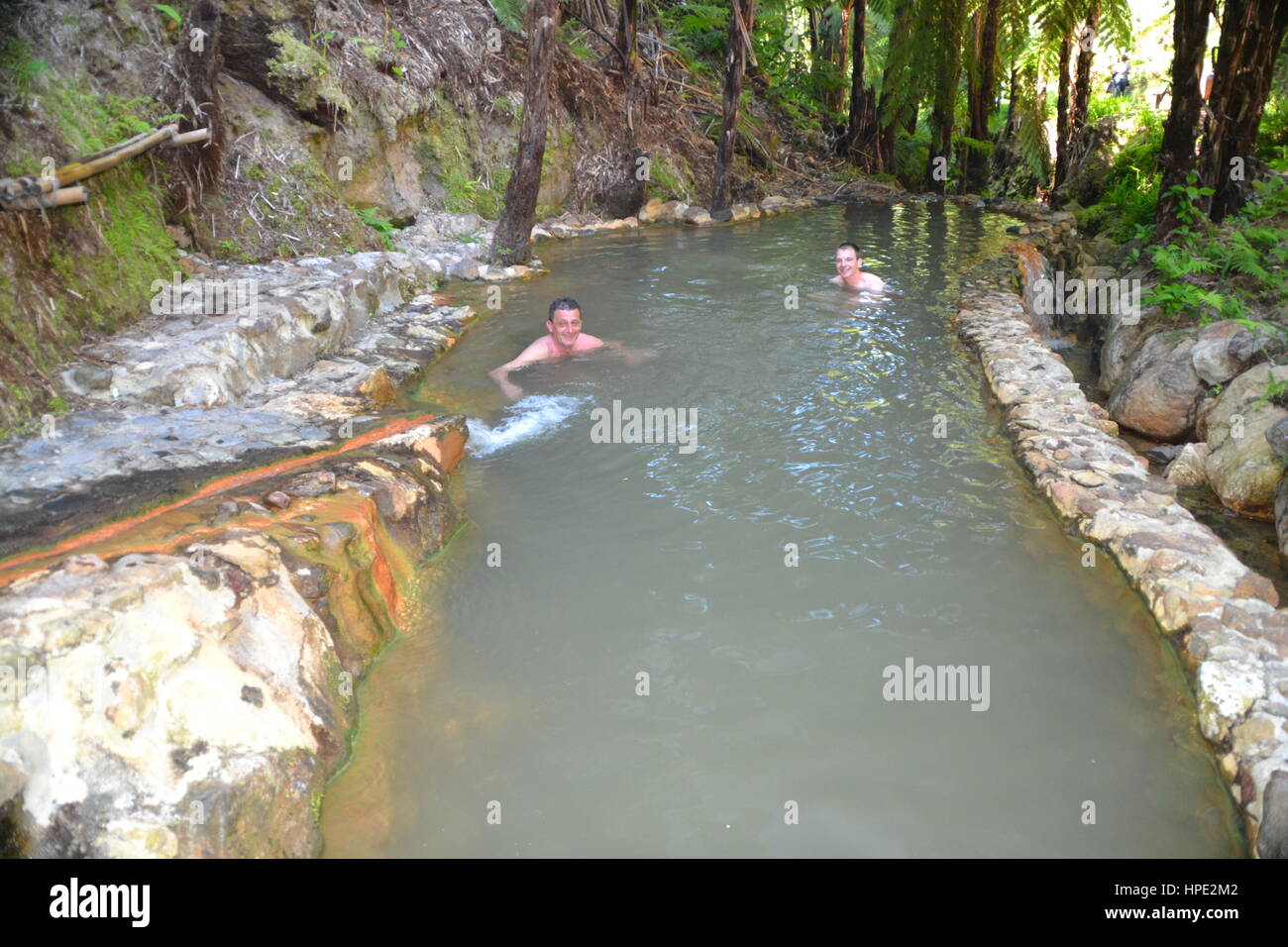 Thermal water and hot springs in Caldeira Velha is located in forest in ...