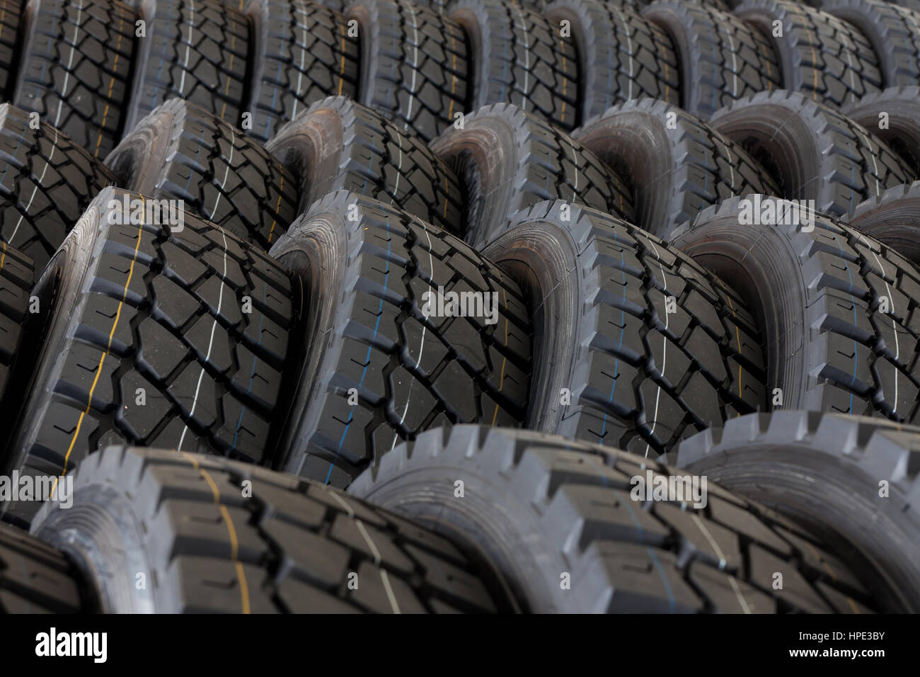 Tire stack in deposit storage Stock Photo - Alamy