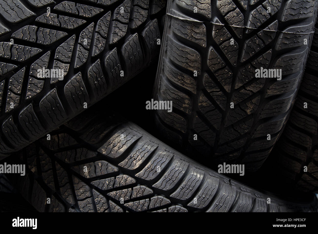 Tire stack in deposit storage Stock Photo - Alamy