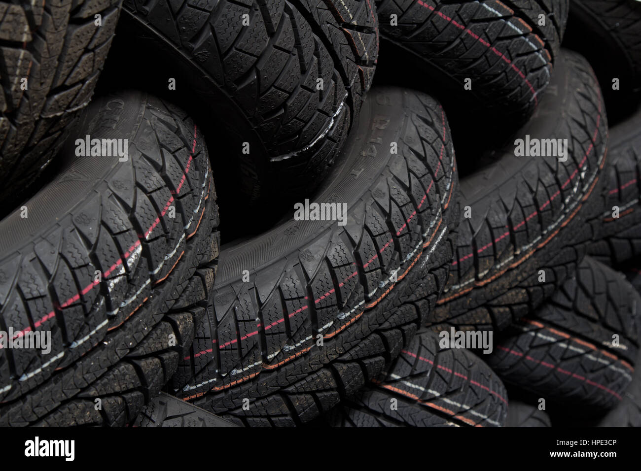 Tire stack in deposit storage Stock Photo - Alamy