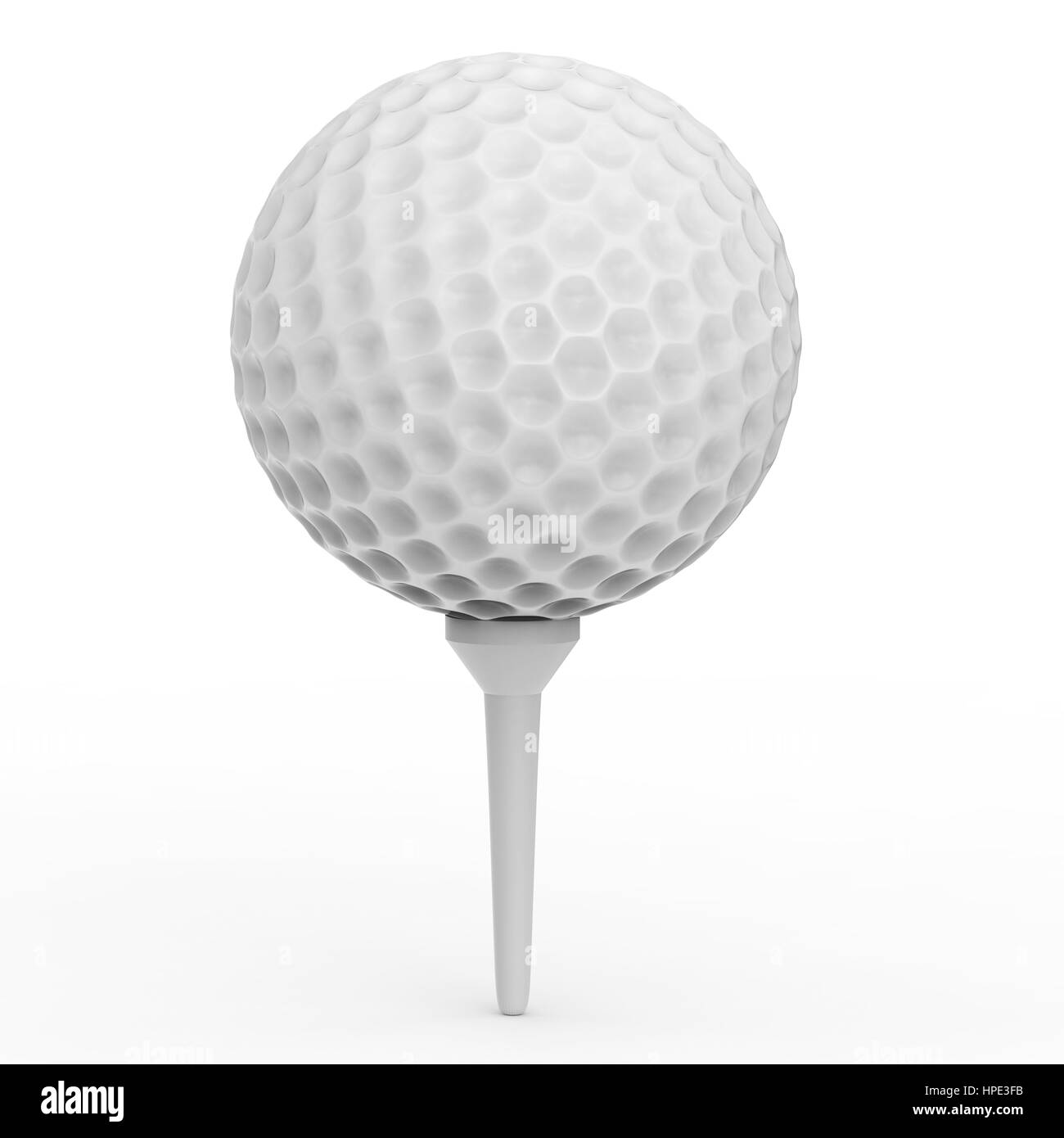3d rendering golf ball on tee on white background Stock Photo - Alamy