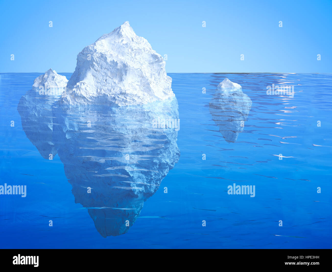3d rendering iceberg floating on blue ocean Stock Photo - Alamy