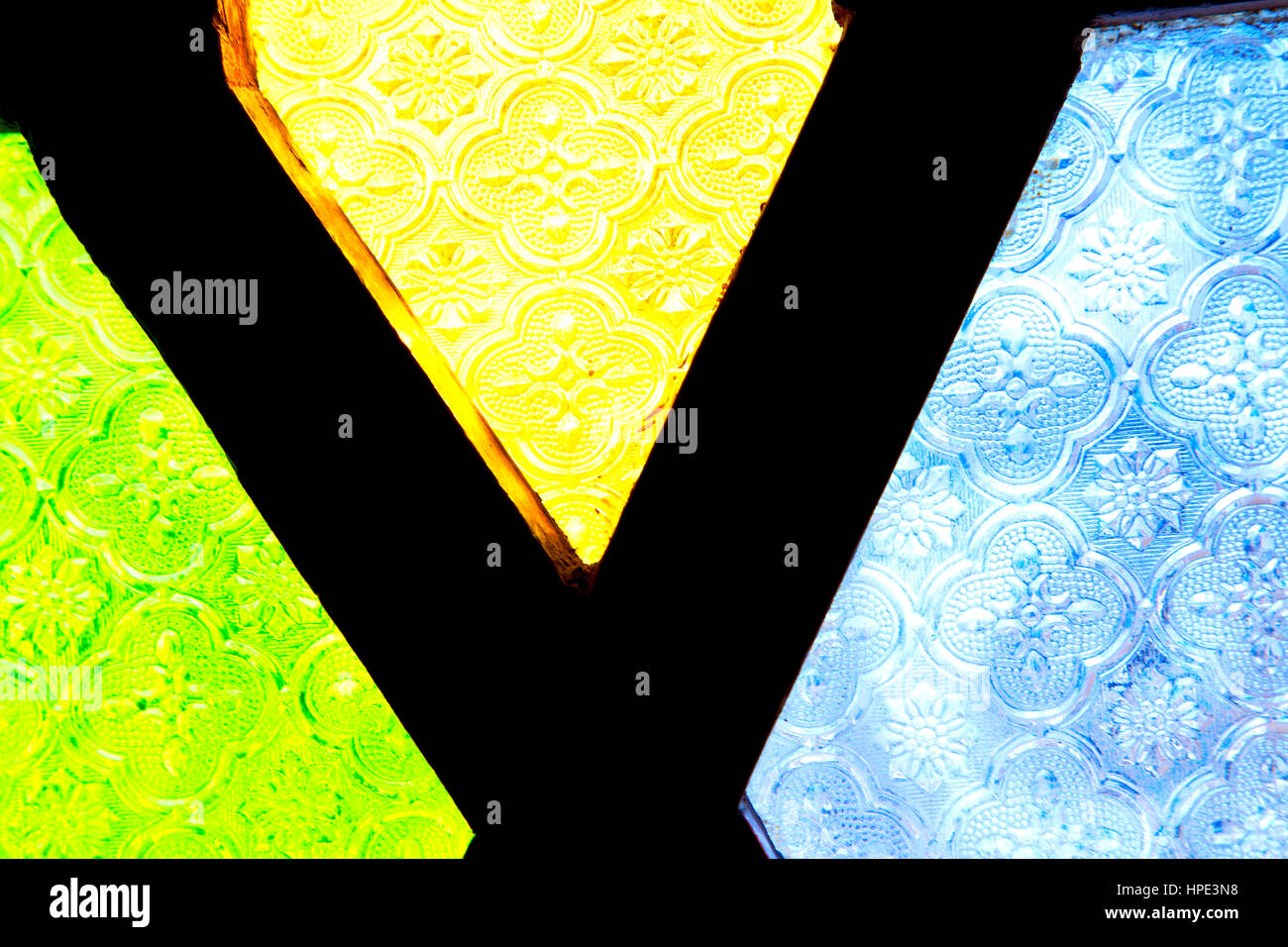 colorated glass and sun in morocco africa window and light Stock Photo ...