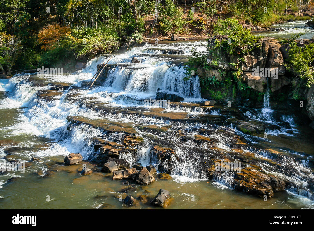 Beautiful Tad Lo waterfall on the Bolaven Plateau in Laos Stock Photo ...