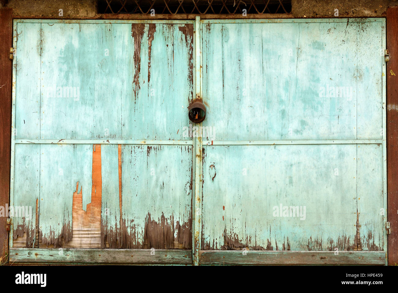 Grunge metallic garage door. Background pattern of a rusty sheet metal ...