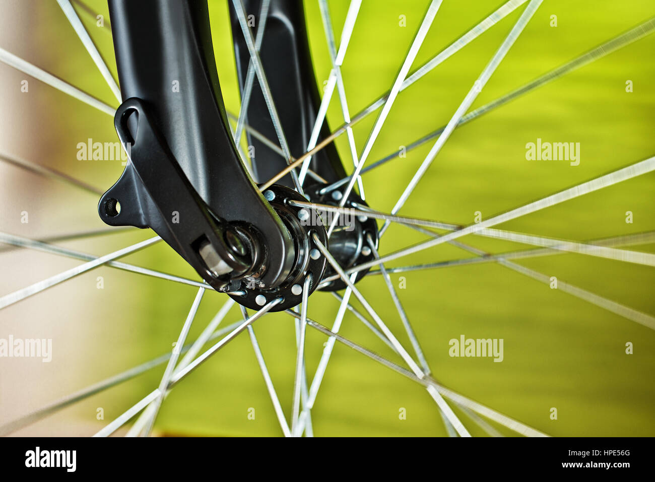Detail Of Front Wheel Of New Bicycle Stock Photo - Alamy