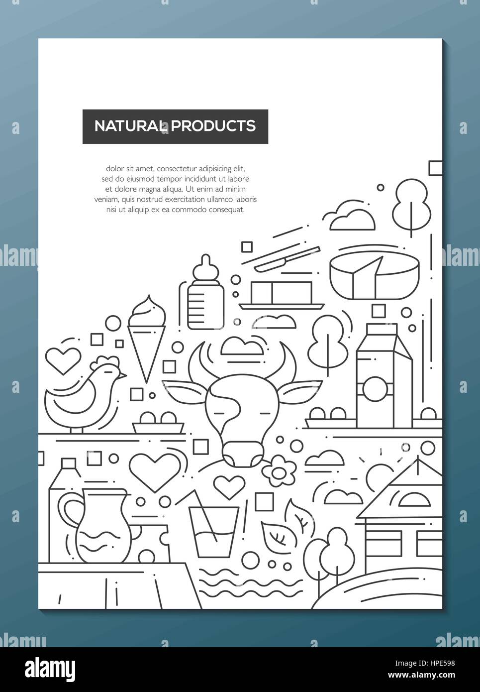 Natural Products - line design brochure poster template A4 Stock Vector ...