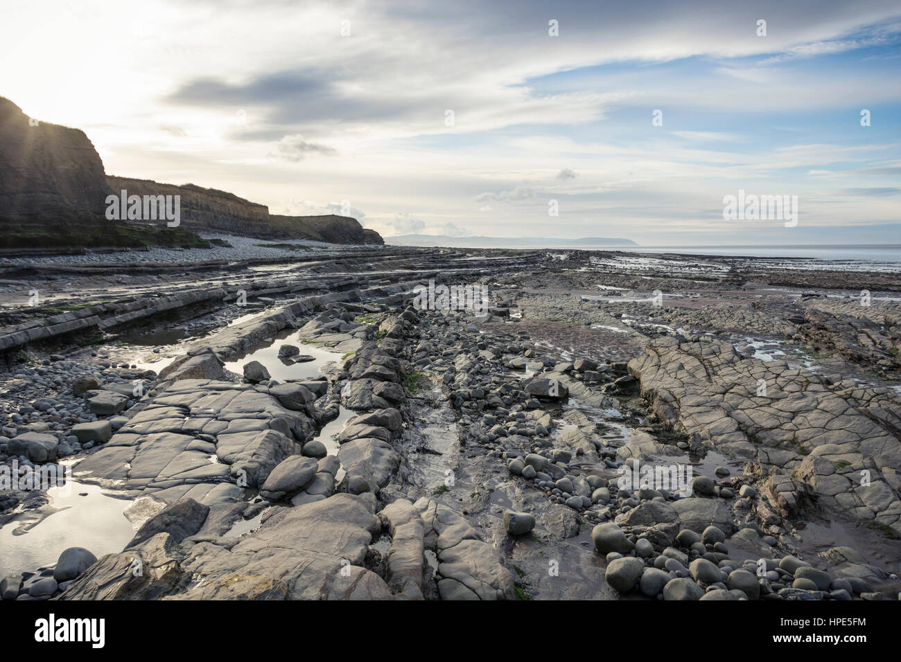 Kilve Beach, Somerset, UK. This is where the Quantocks meet the sea and ...