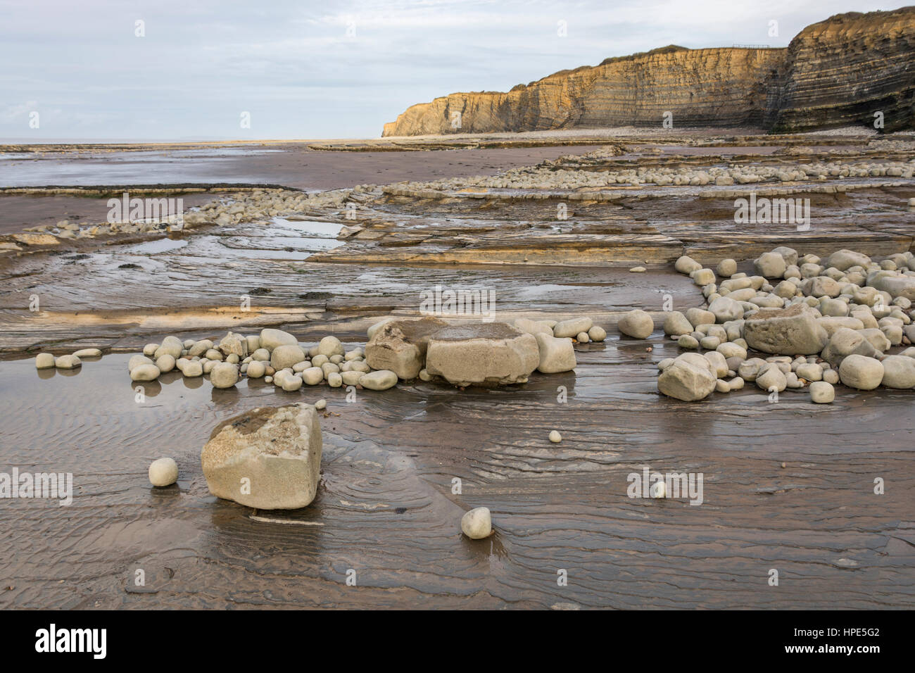 Kilve Beach, Somerset, UK. This is where the Quantocks meet the sea and ...