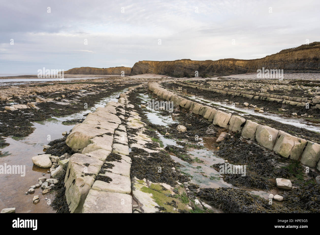 Kilve Beach, Somerset, UK. This is where the Quantocks meet the sea and ...