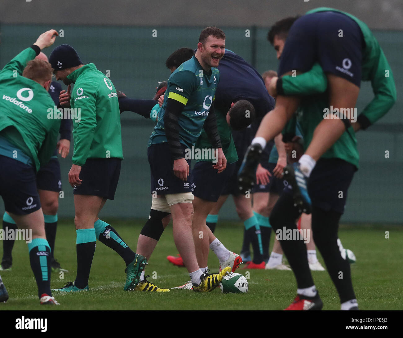 Donnacha Ryan (centre) during a training session at Carton House ...