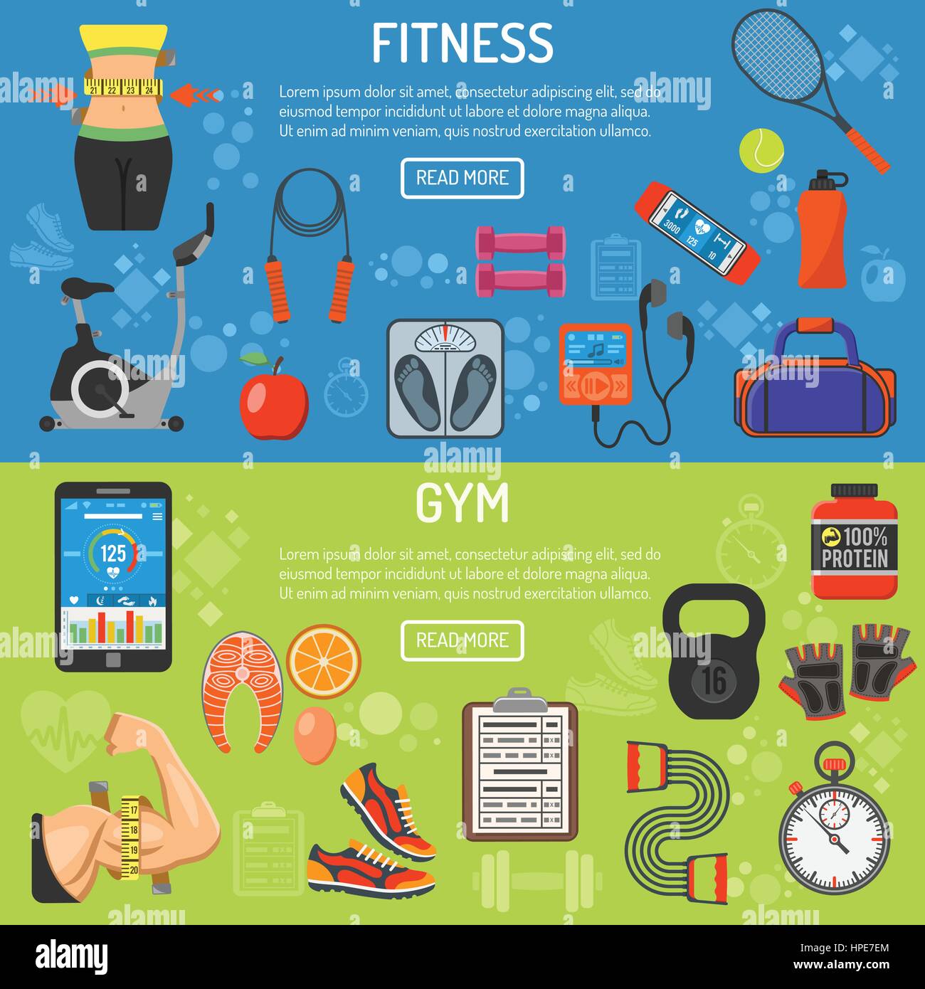 Healthy Lifestyle Horizontal Banners Stock Vector Image And Art Alamy