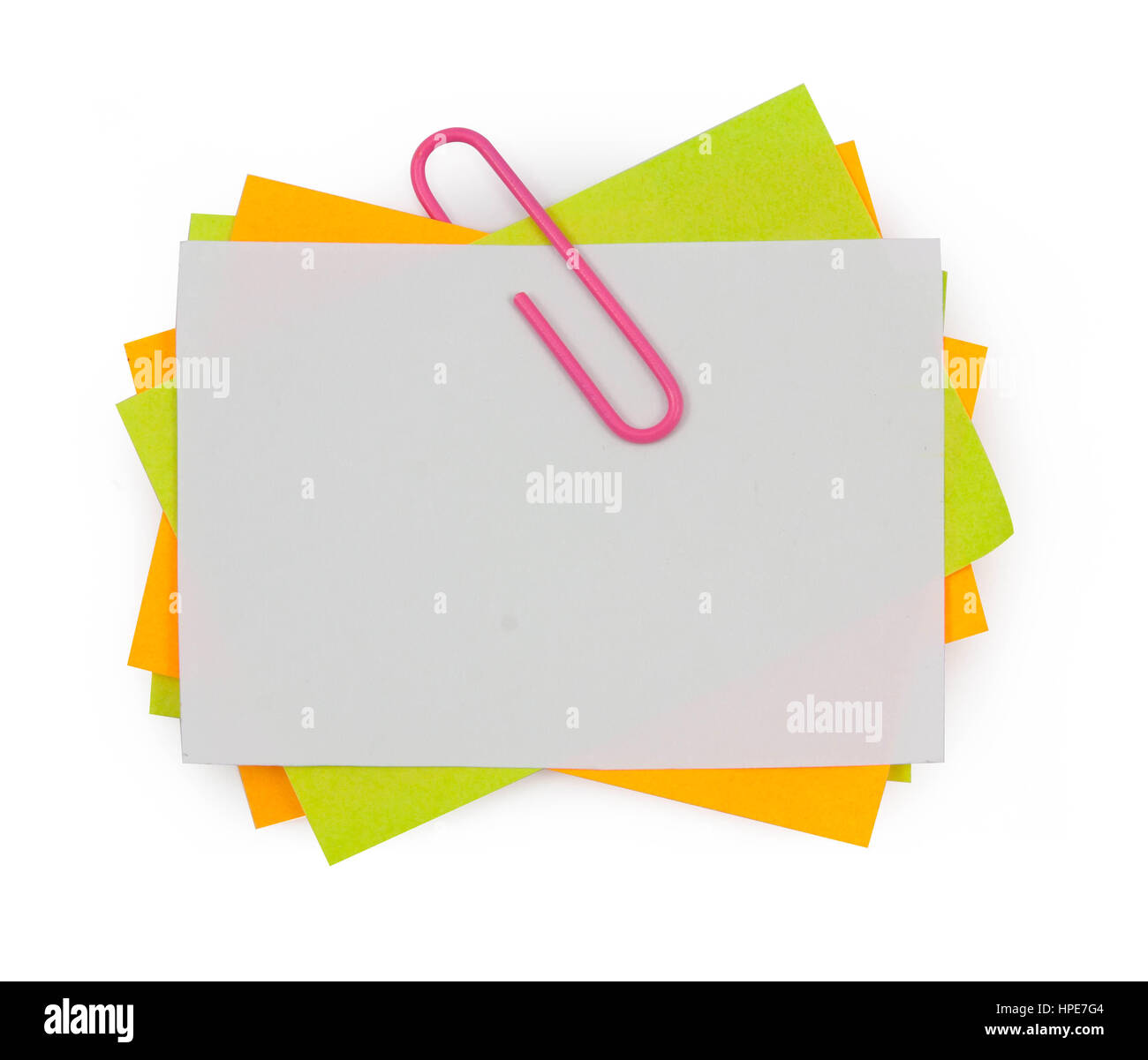 Multi color note with pink paper clip isolated clipping path Stock ...