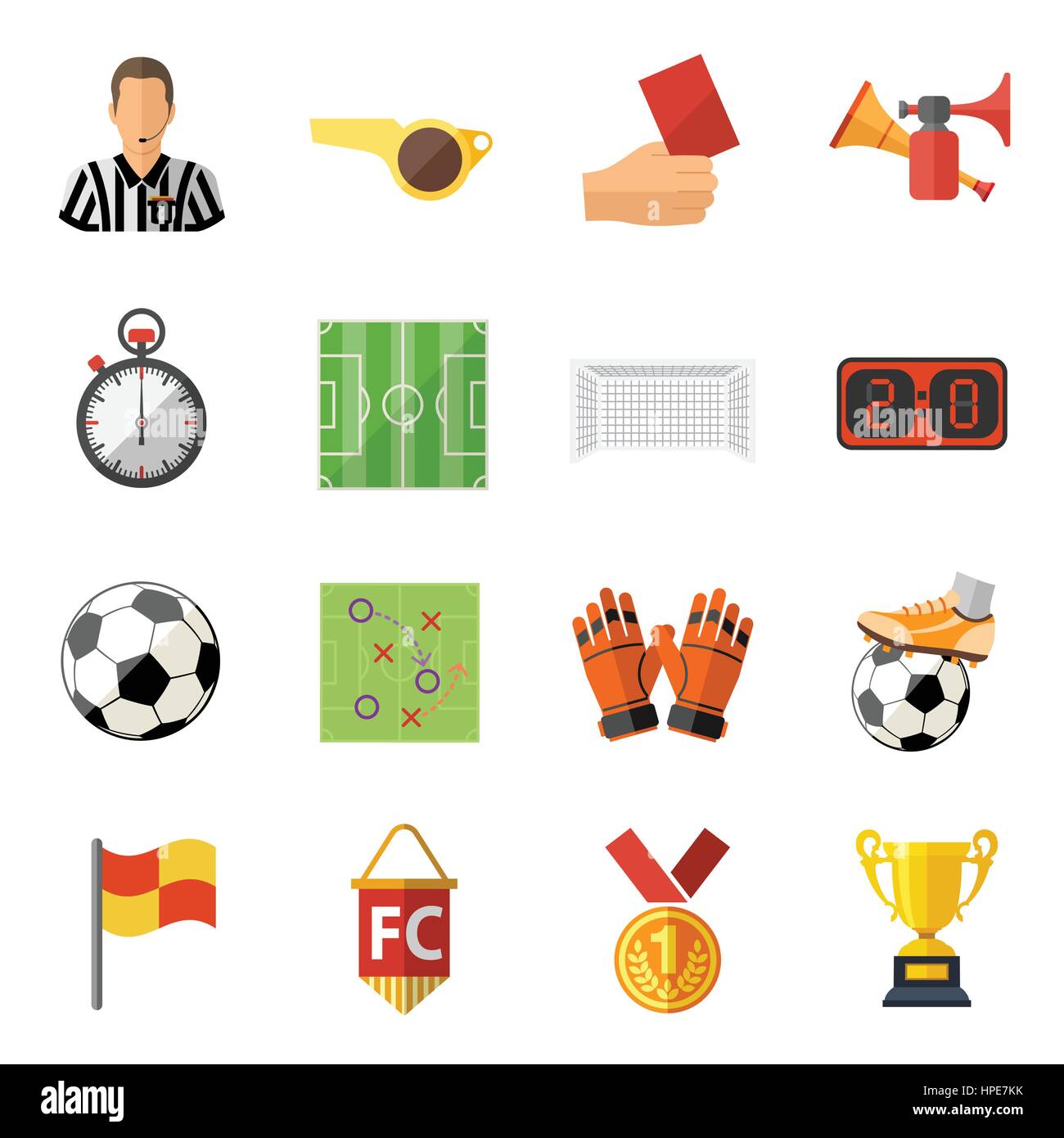 Soccer Flat Icon Set Stock Vector Image & Art - Alamy