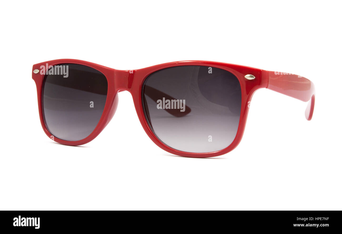 red sunglasses on white background Stock Photo - Alamy