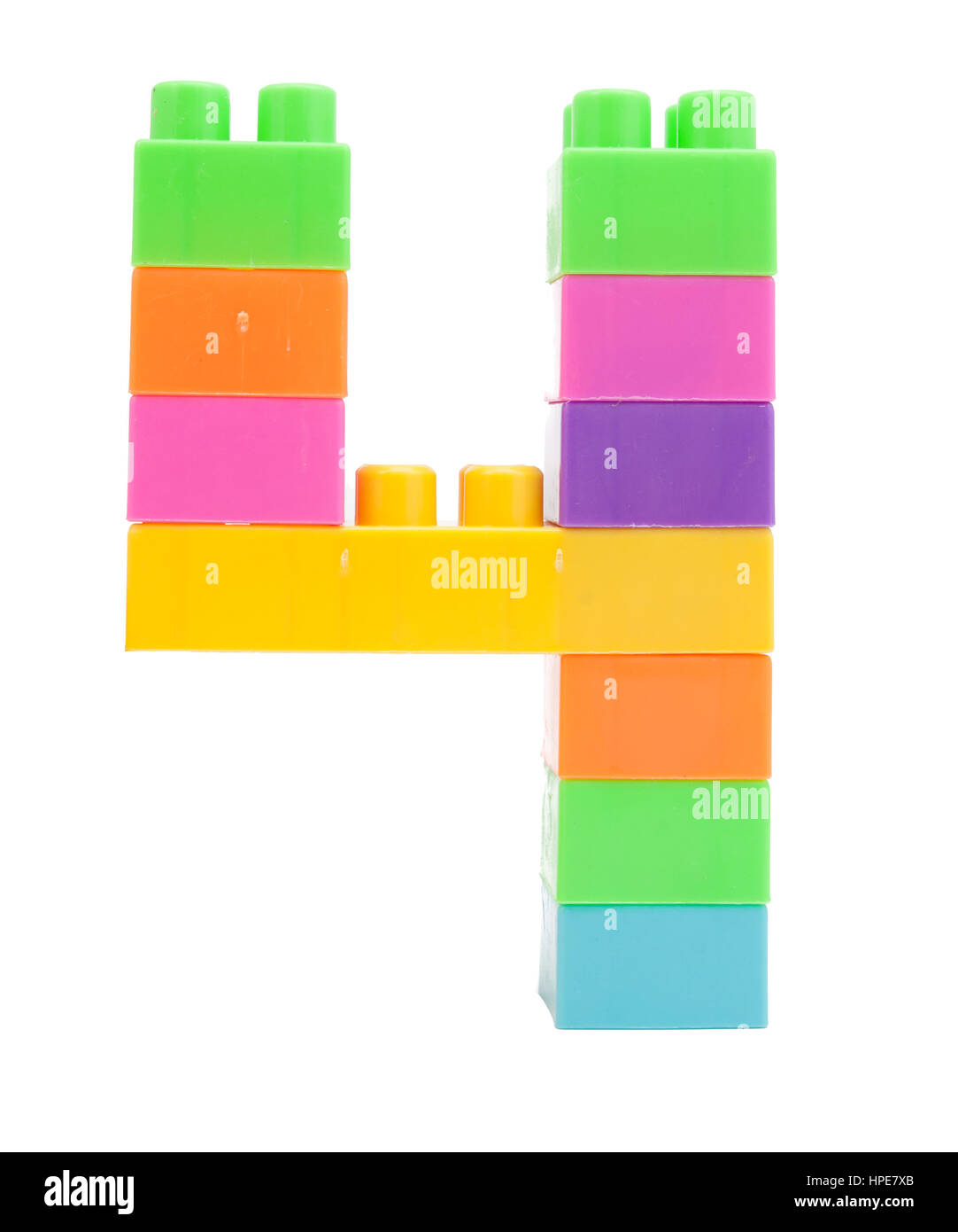 colorful plastic blocks forming the number four isolate Stock Photo - Alamy