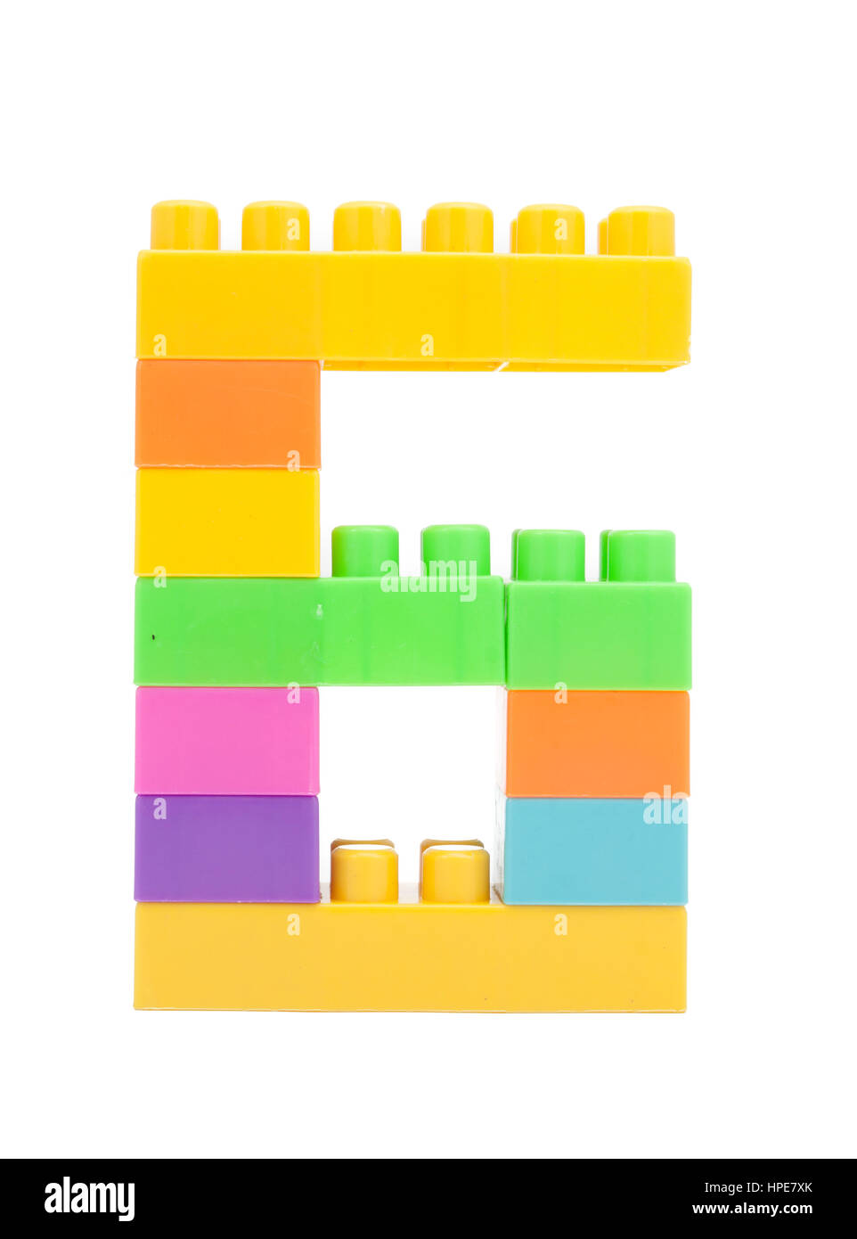 colorful plastic blocks forming the number six isolate Stock Photo - Alamy