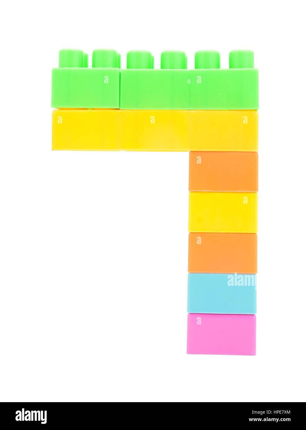 colorful plastic blocks forming the number seven isolate Stock Photo ...
