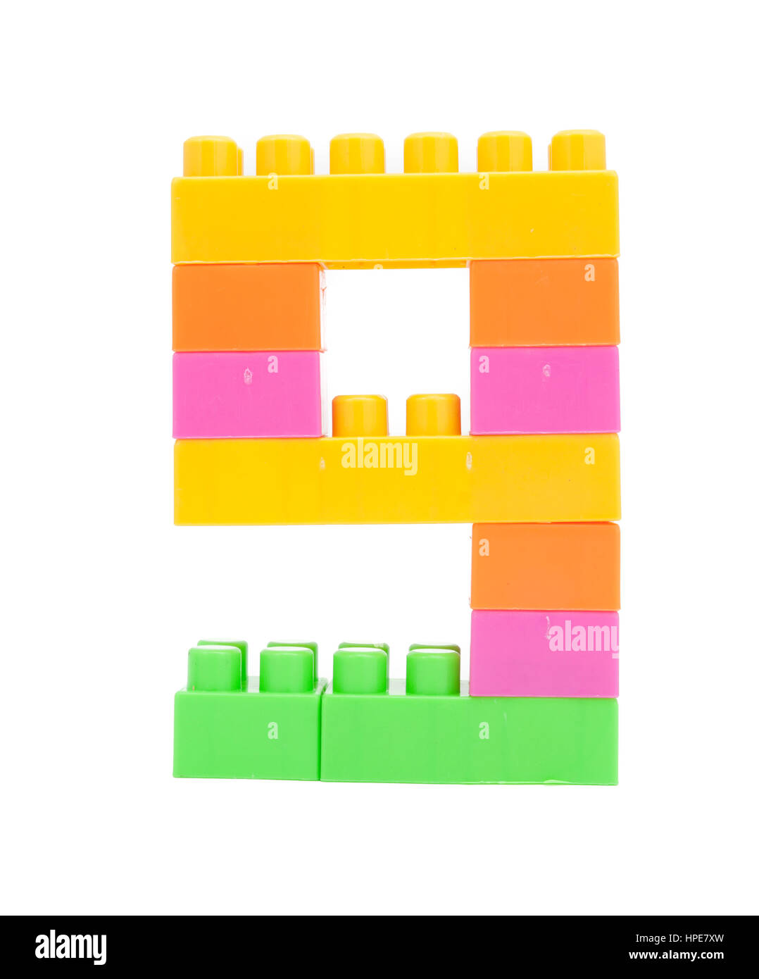 colorful plastic blocks forming the number nine isolate Stock Photo - Alamy
