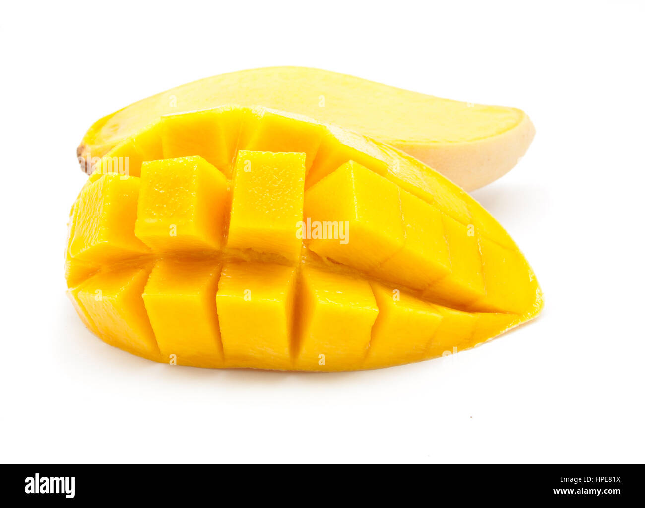 slice of mango on a white background Stock Photo - Alamy