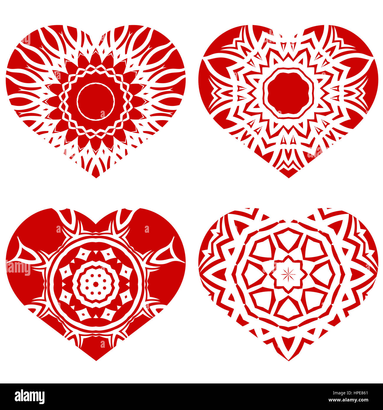 Romantic Red Heart Set Isolated on White Background. Image Suitable for ...