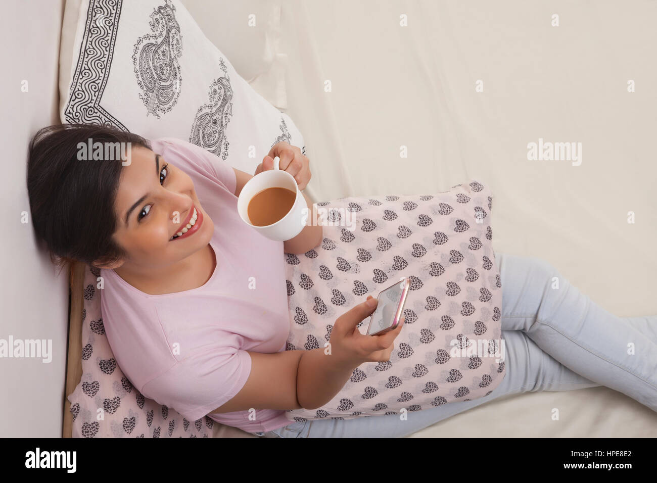 Indian woman drinking tea hi-res stock photography and images - Alamy